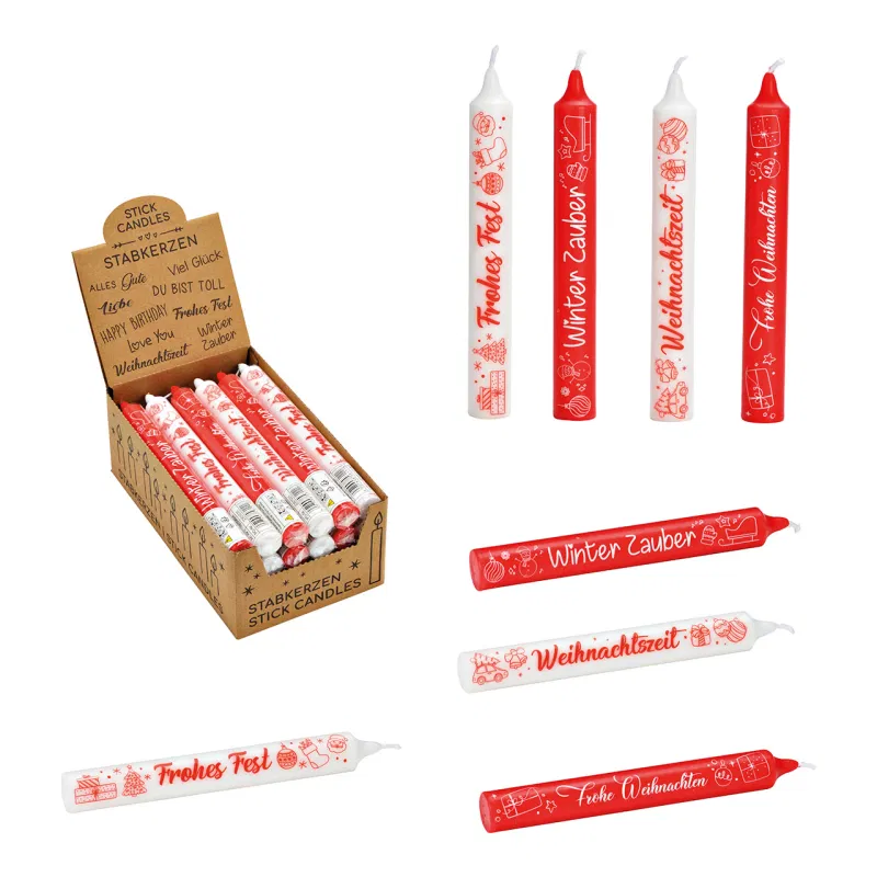 Display "Weihnachten" Kerzen mit Spruch 4-fach sortiert Ve=24 Stück ...